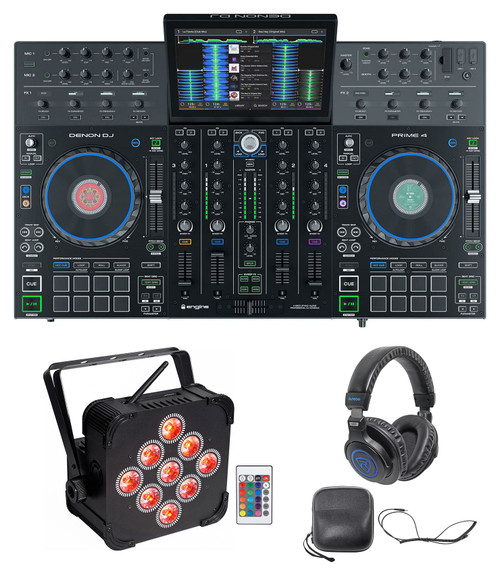 DENON PRIME 4-Deck DJ Controller Mixer Player+Wireless DMX Par Light ...