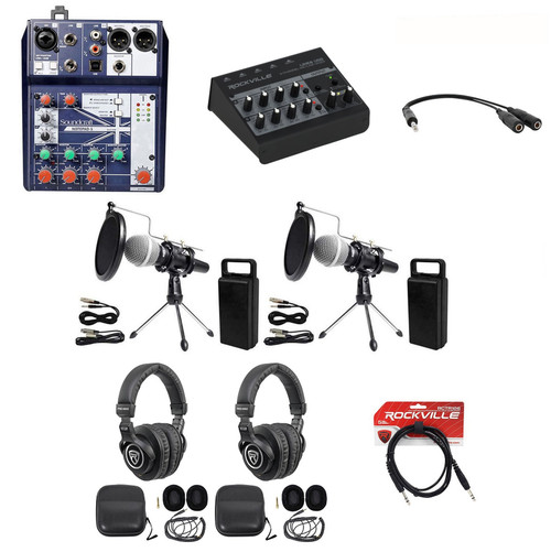 Soundcraft 2-Person Podcast Podcasting Recording Kit w/Mics+Stands ...