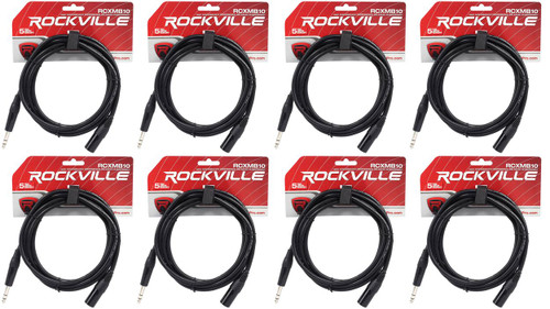 8 Rockville RCXMB10-B Black 10' Male REAN XLR to 1/4'' TRS Balanced ...