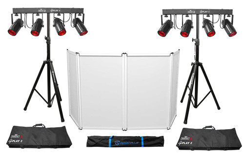 (2) Chauvet DJ 4PLAY 2 RGBW DMX Light Bars Packages+Bags+Stands and ...