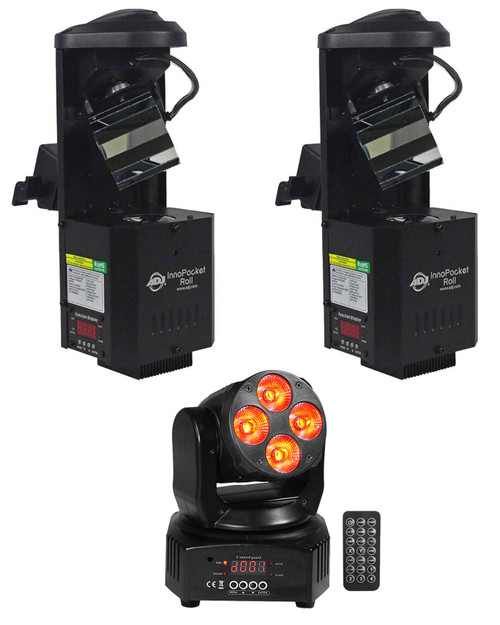 (2) American DJ ADJ Inno Pocket Roll DMX LED Scanner Lights+RGBW Moving ...