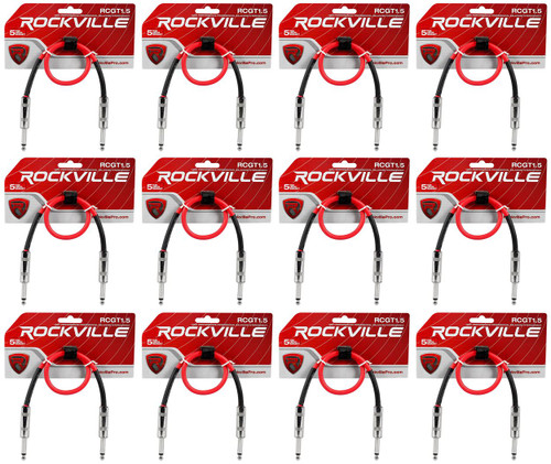 12 Rockville RCGT1.5R 1.5' 1/4" TS to 1/4'' TS Guitar/Instrument Cable