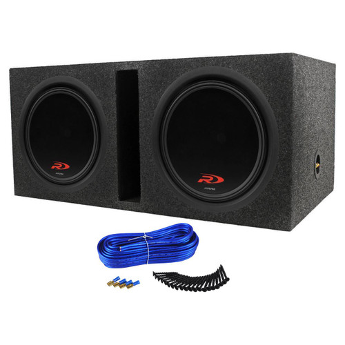 (2) Alpine SWR-T12 12" 3600w Car Subwoofers + Vented Sub Box Enclosure ...