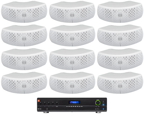 JBL VMA1120 Commercial 70v Amplifier+(12) White Dual 4" Speakers For ...