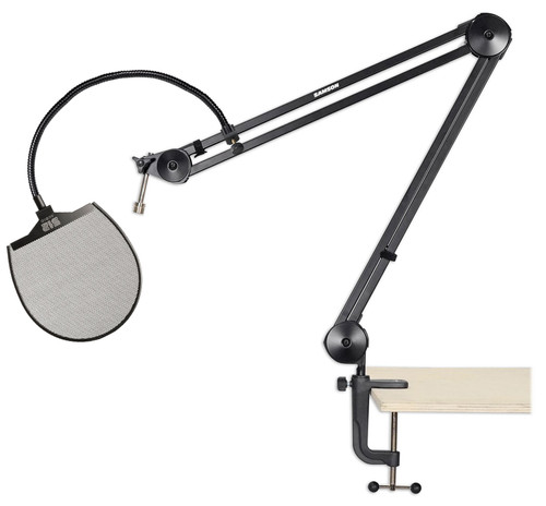 Samson MBA38 38" Microphone Boom Arm Studio Podcast USB Mic Stand+Pop ...