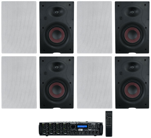 Rockville 4-Room Home Speaker System w/(8) 6.5" In-Wall Speakers+4 Zone ...