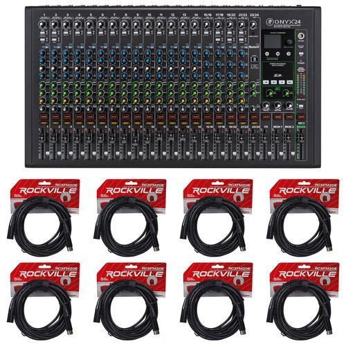Mackie ONYX24 24-Channel Mixer USB/Bluetooth+Audio Technica Mic+(8) XLR ...