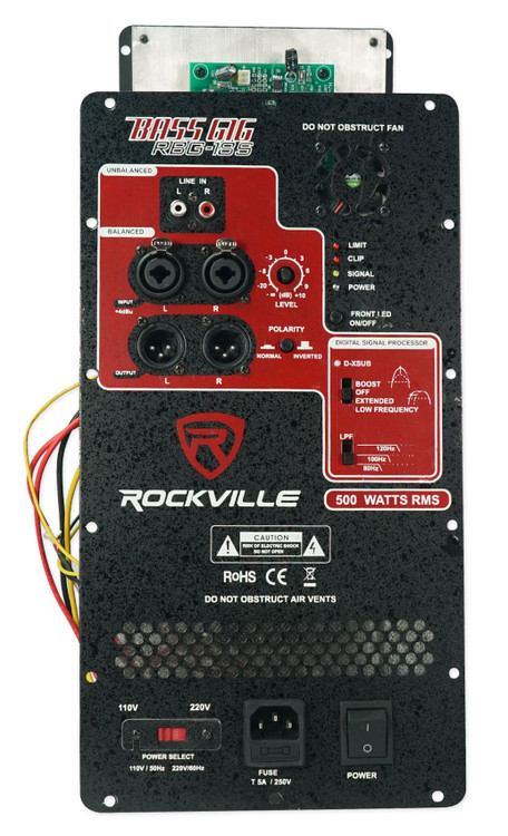 500 Watt RMS Powered Subwoofer Amplifier Plate Module Panel XLR and TRS ...