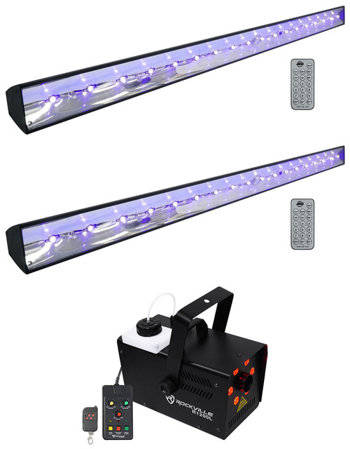 (2) American DJ ECO BAR UV DMX Ultraviolet LED Bar Black Lights w ...