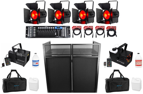 4) American DJ Encore FR Pro Color Fresnel Beam Lights+DMX Control ...