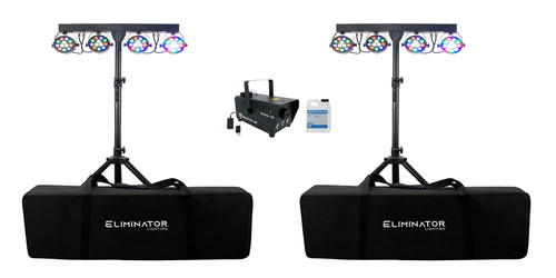 (2) Eliminator Mini Par Bar Light Systems w/4xPar Lights+Stand+Remote ...