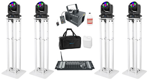 (4) American DJ Focus Flex L7 Wireless DMX Moving Head Lights+Control+Hazer+Bag - Rockville Audio