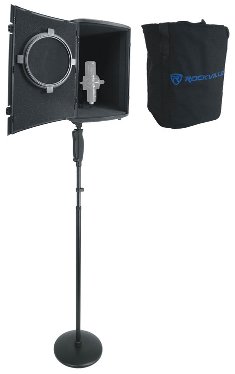 Rockville ISOBOX Recording Microphone Sound Isolation Box+Stand w/ Hand ...