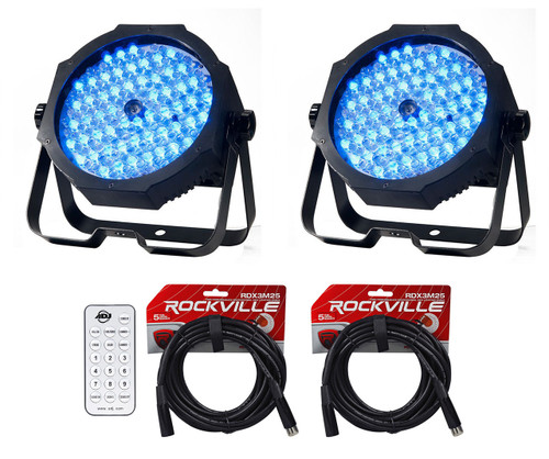 2) Eliminator ADJ MEGA GO PAR 64E RGB+UV DMX Par Can Wash Lights ...