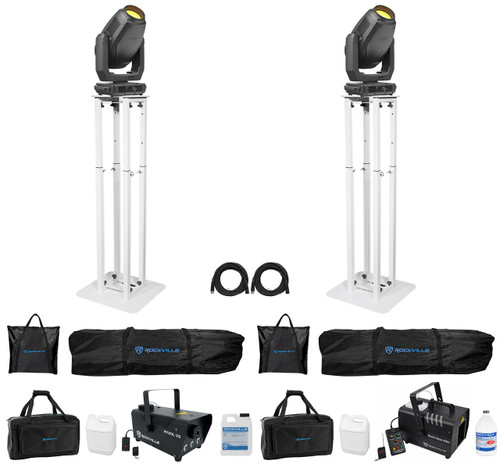 (2) ADJ Hydro Hybrid DMX Beam Spot Moving Head Lights+Hazer+Fogger ...