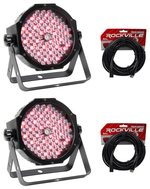 (2) American DJ MEGA PAR PROFILE PLUS RGB+UV LED DMX Par Wash-Up Lights ...