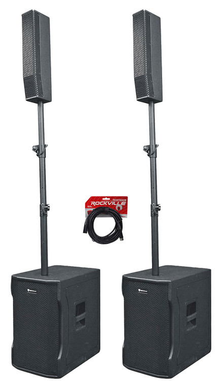 (2) Rockville TITAN COLUMN 12 Pro/DJ Powered Array Speakers w/12" Subs ...