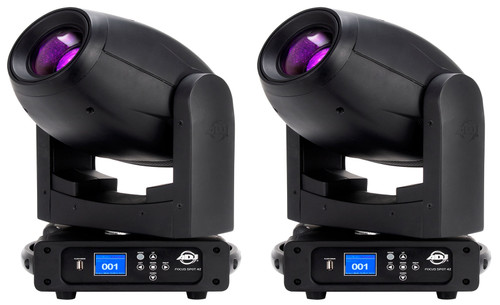 (2) American DJ ADJ FOCUS SPOT 4Z 200W Cool White DMX Moving Head Spot ...