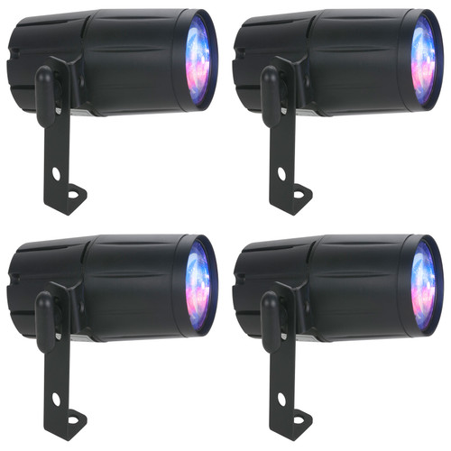(4) American DJ PINSPOT LED QUAD DMX 8W RGBW Pinspot Lights w/ Remote ...