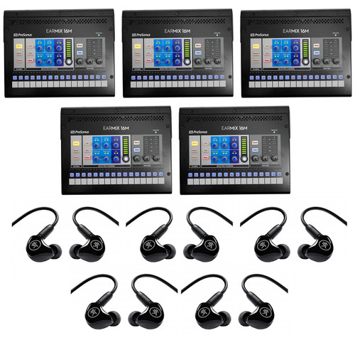 5 PRESONUS EarMix 16M 16x2 16-Ch. AVB In-Ear Monitor Mixers+Mackie Pro ...