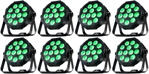 (8) American DJ ADJ MEGA 64 PROFILE PLUS RF 12x4W RGB+UV DMX Par Can Wash Lights - Rockville Audio