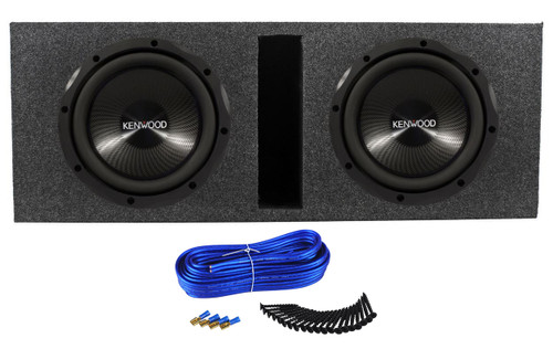 2) Kenwood KFC-W2513PS 10" 2000w Car Subwoofers + Vented Sub Box Enclosure
