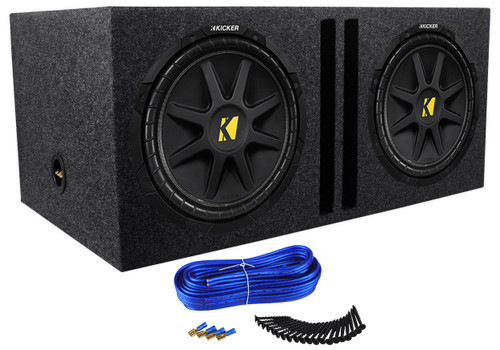 (2) Kicker 10C12D4 C12D4 12" Comp DVC 4 Ohm Subwoofers+Dual Vented Sub ...