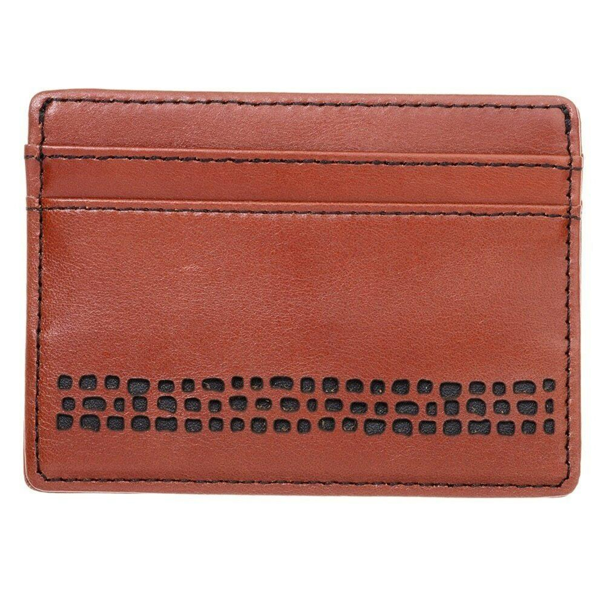 Pecu Men s RFID Blocking Credit Card Holder in Vintage Leather Vintage Brown and Black