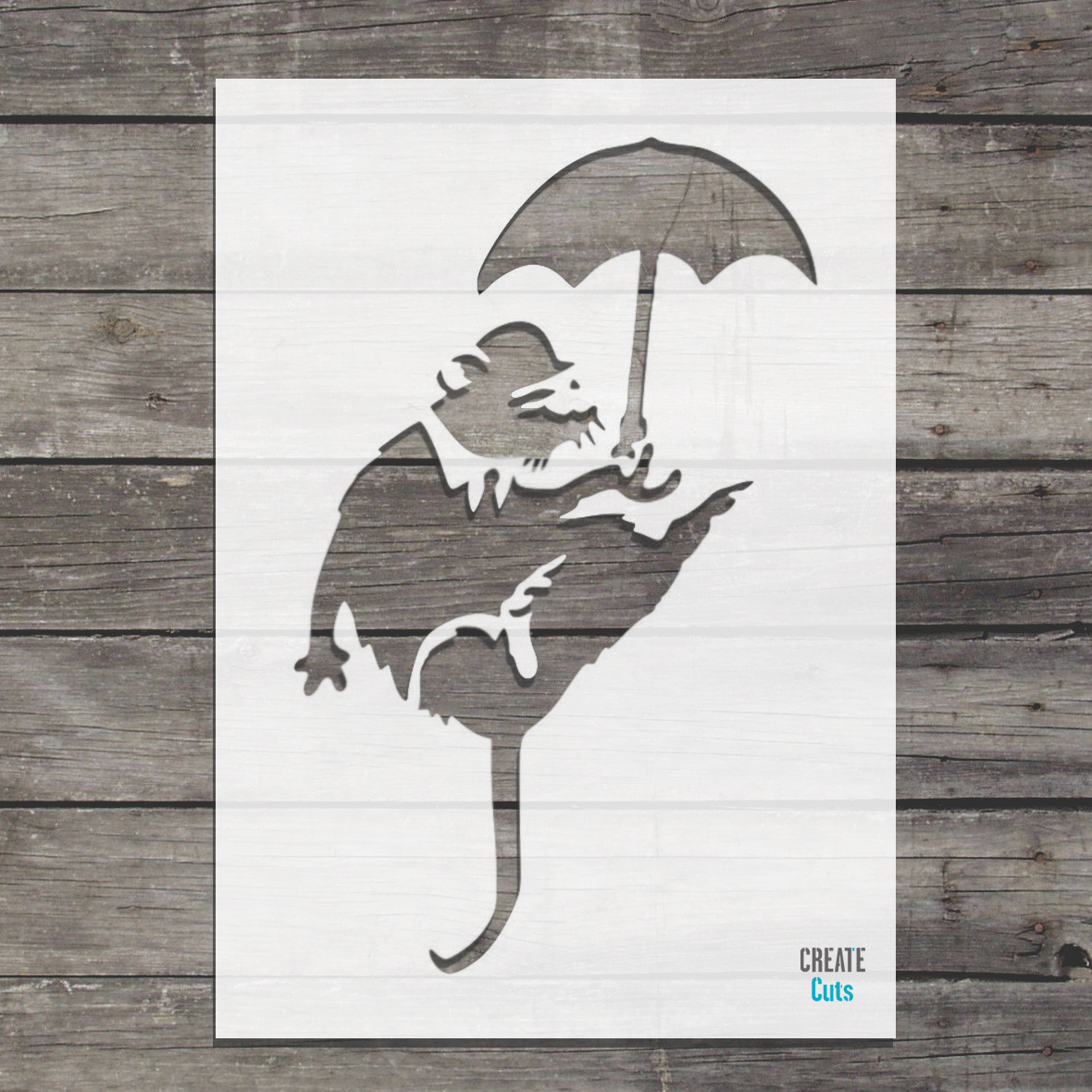 Banksy Umbrella Rat reusable stencil