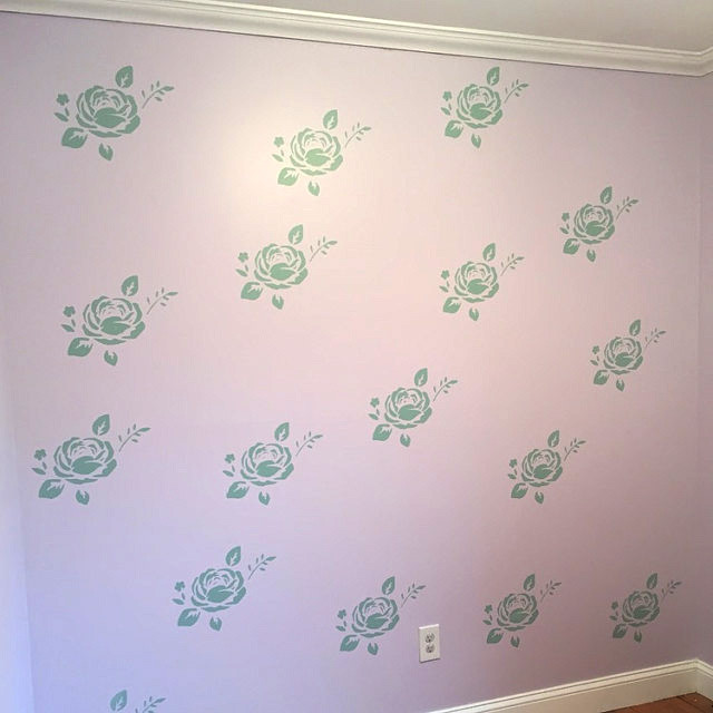 Rose stencil or flower floral template can be used on the walls
