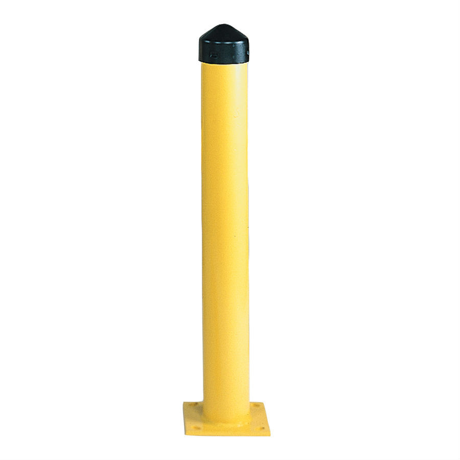 Eagle 5" Round Steel Bollard Post - 24" High - Yellow with Cap