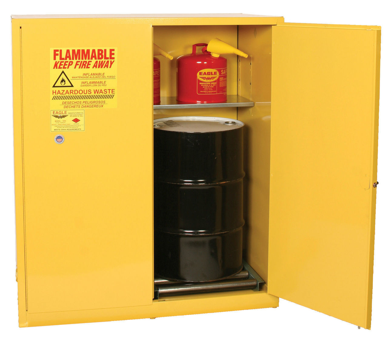 Eagle Flammable Drum Storage Safety Cabinet, 55 Gal, Manual Close