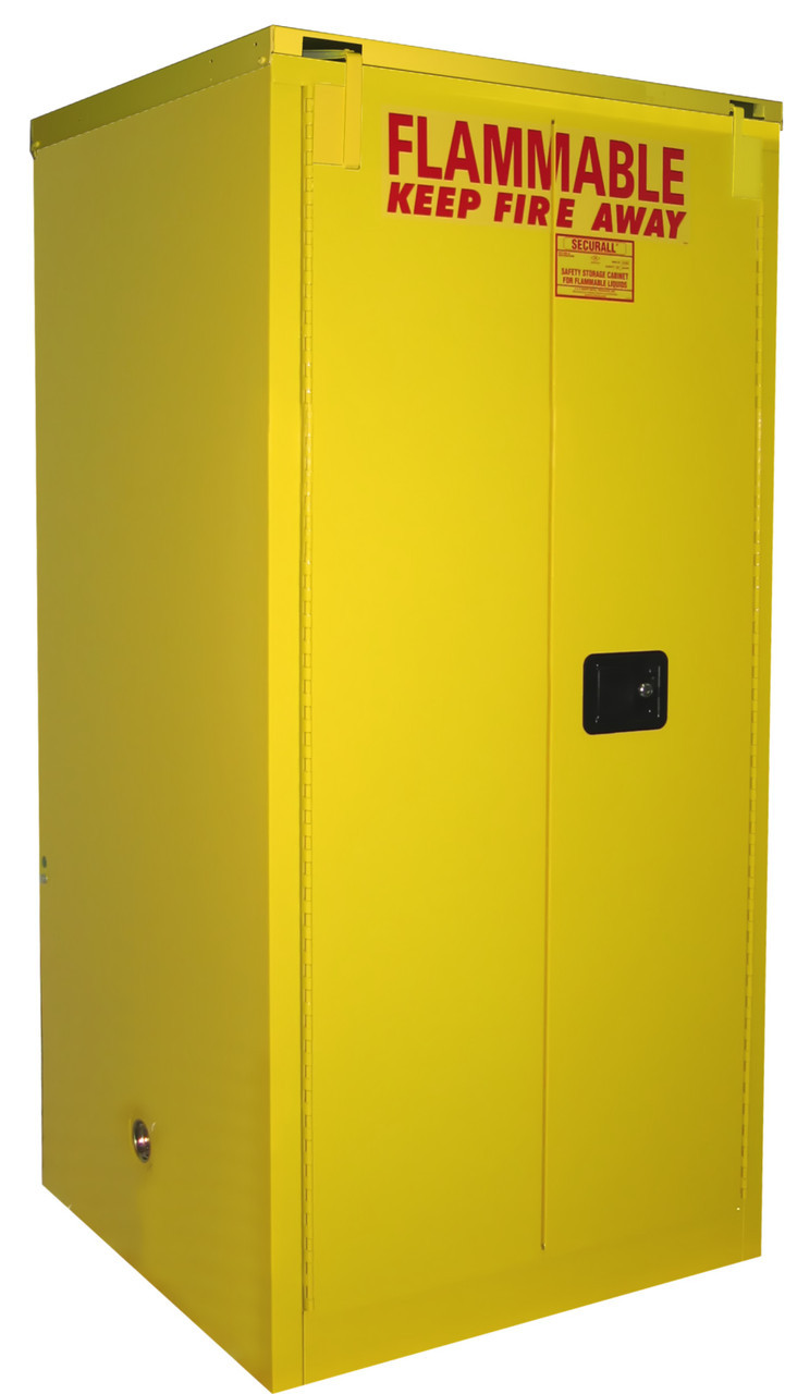 Securall 60 Gallon Vertical Drum Storage Cabinet Self Close Safe-T Door