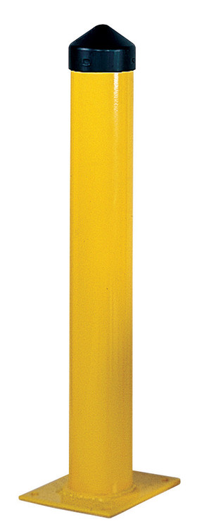 Eagle 5" Round Steel Bollard Post - 36" High - Yellow with Cap