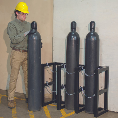 Justrite Gas Cylinder Barricade Rack - 3 Cylinder Capacity