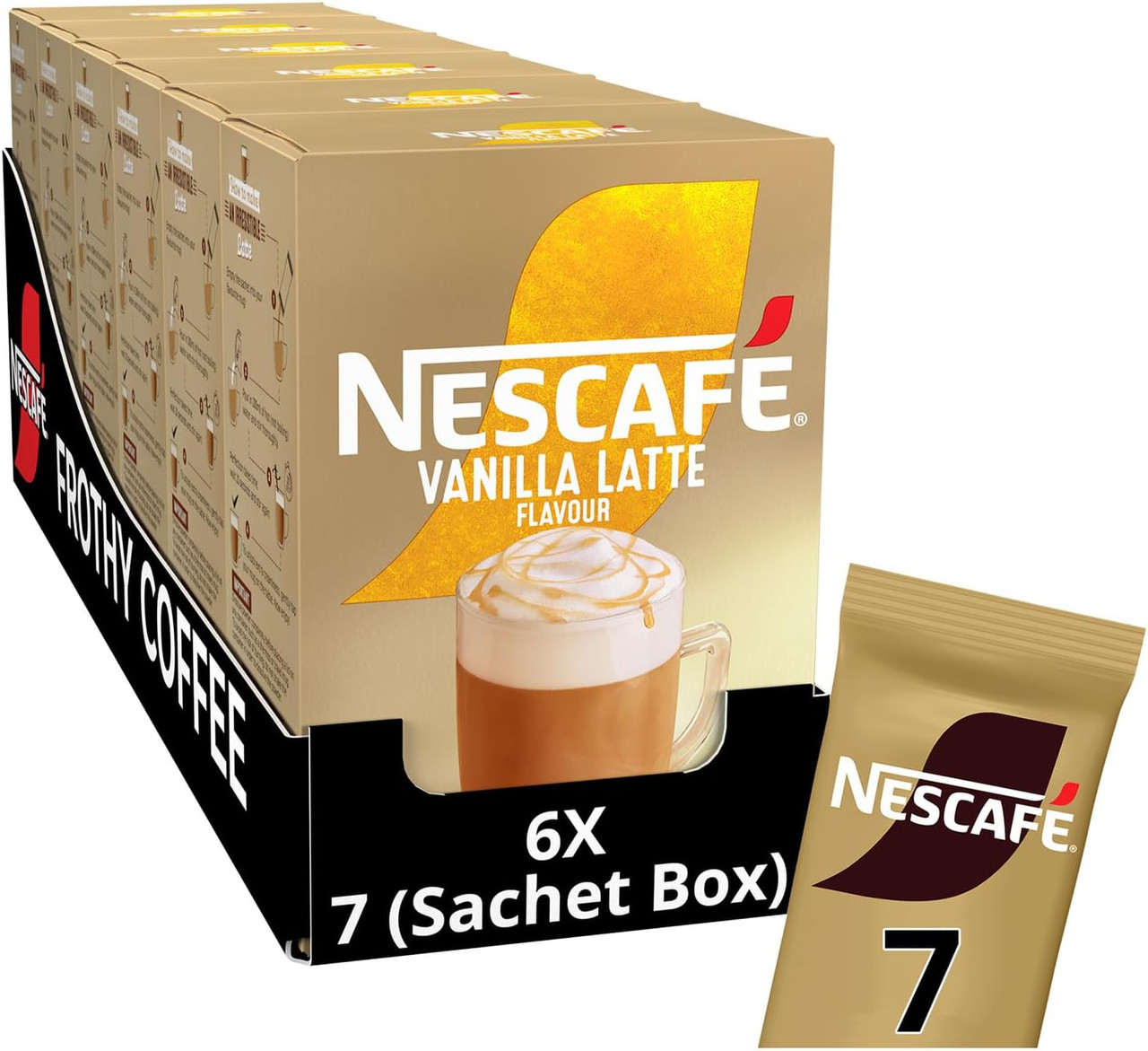 Nescafe Latte Vanilla Coffee 7 Sachets – Pack of 6 (42 Sachets Total)