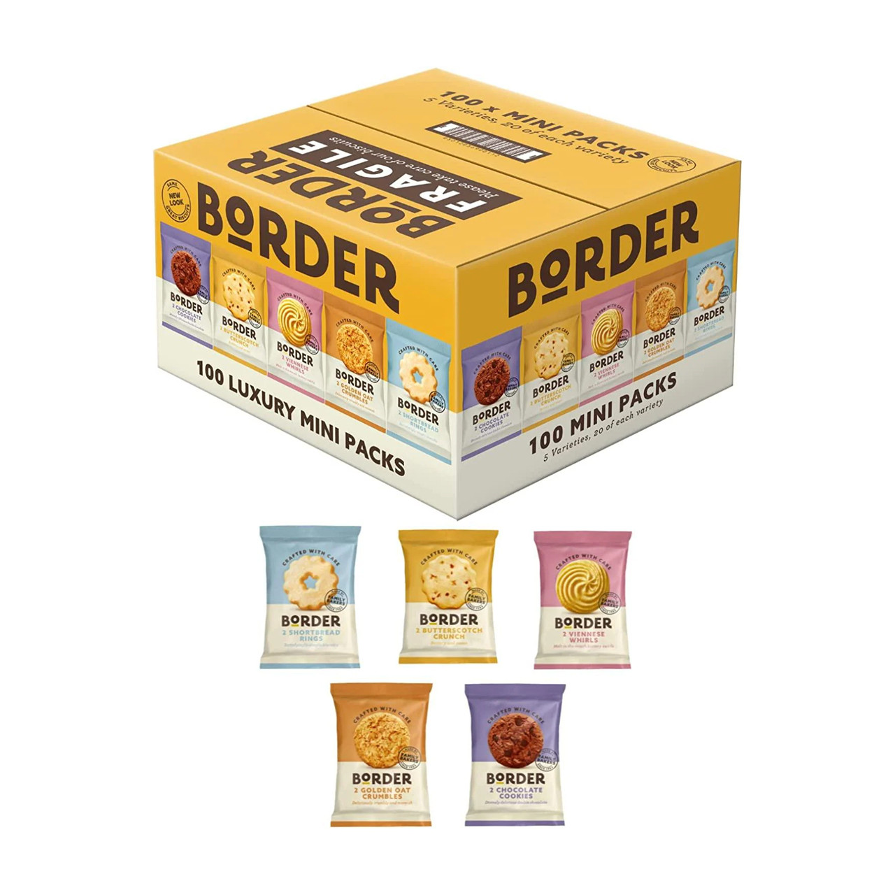 Border Biscuits Mini Packs 100 Pack – Bulk Assorted Biscuits | Royal Silver