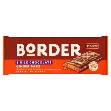 Border Biscuits Milk Chocolate Ginger Bars 18 x 144G BEST BEFORE: AUG 26