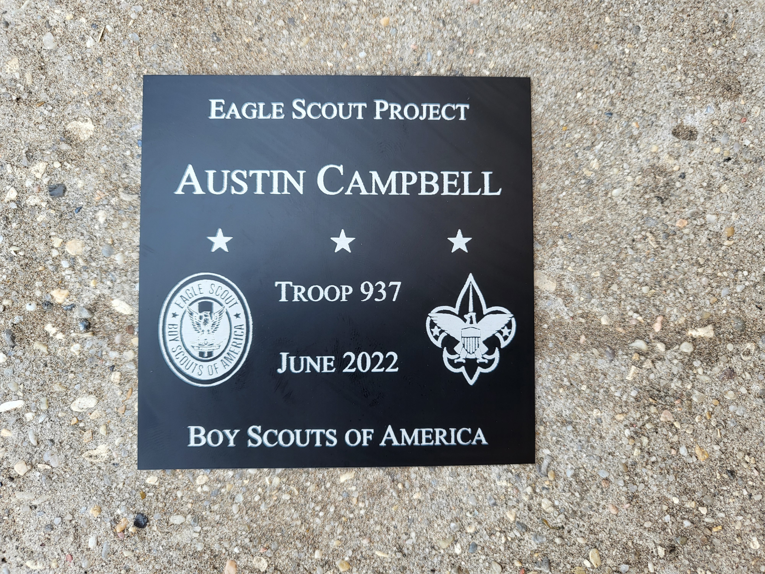 Personalized Eagle Scout Project Name Plate, Boy Scouts, Up