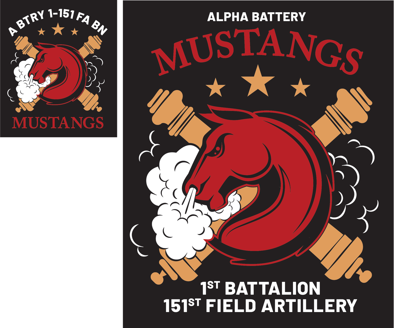National Guard Mustangs Unit T-shirt ST350 Black - Deluxe Print Inc