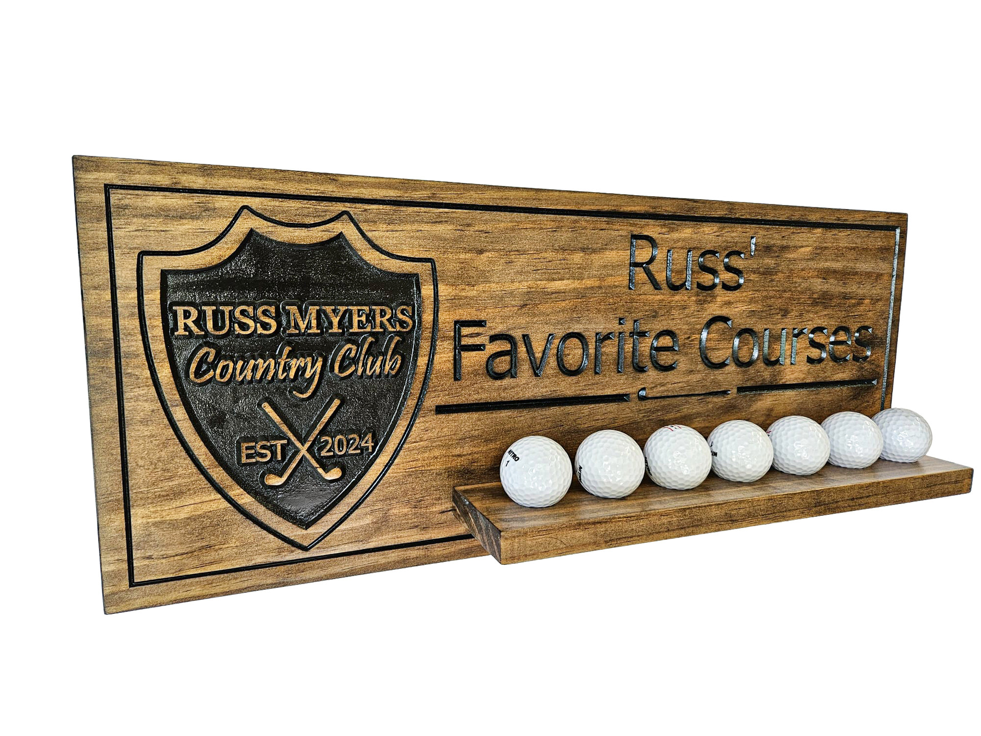 Custom Golf Sign - Golf Ball Shelf - Personalized Wood Sign
