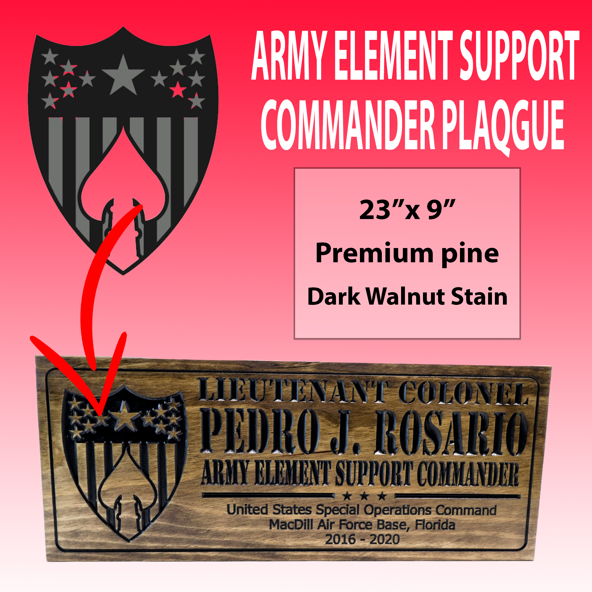 ARMY ELEMENT SUPPORT COMMANDER SIGN - Custom Wood Design
