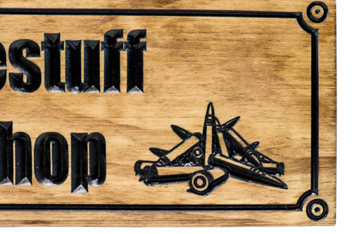 Add-on carving on the back of a sign