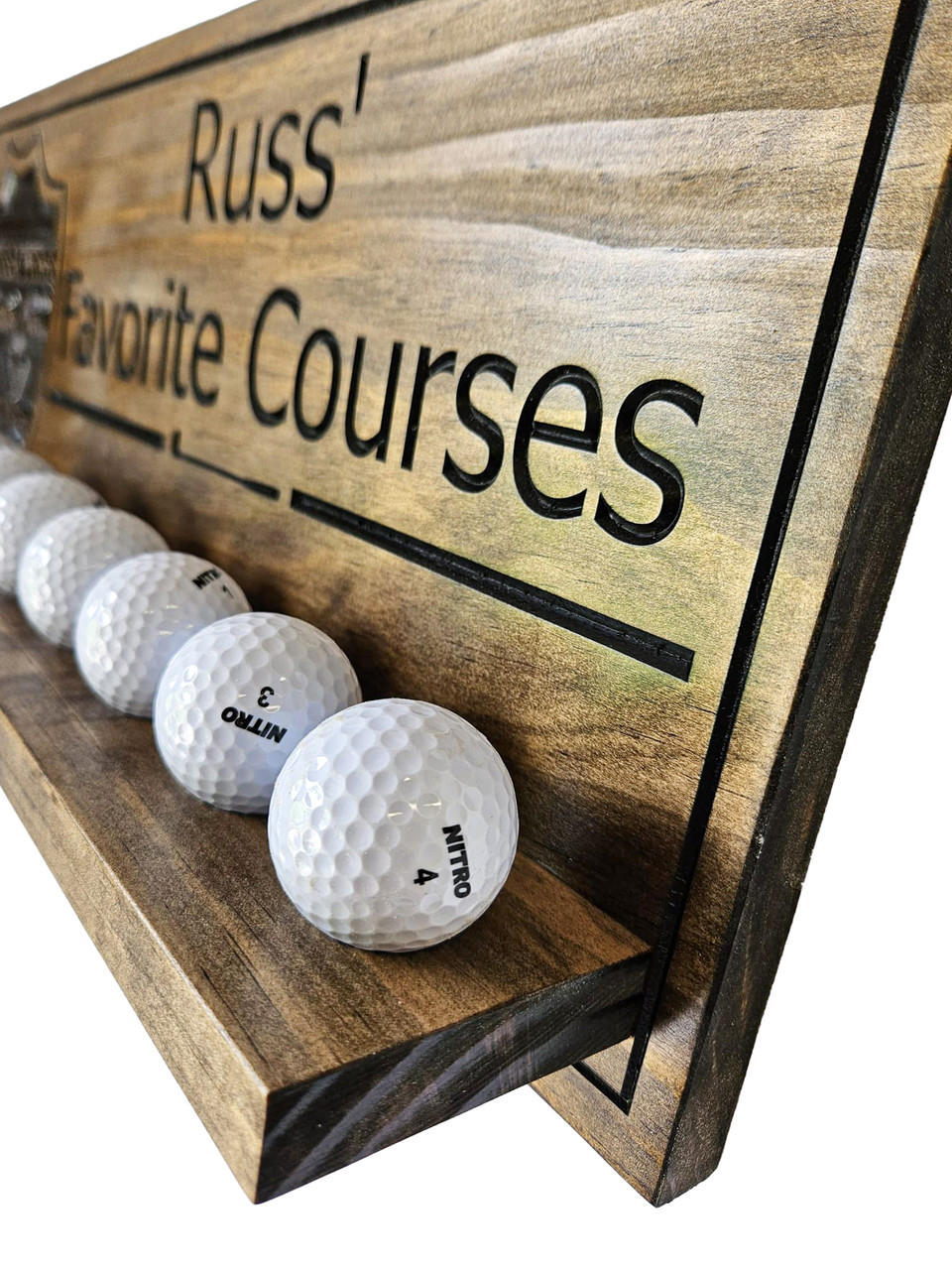 Custom Golf Sign - Golf Ball Shelf - Personalized Wood Sign