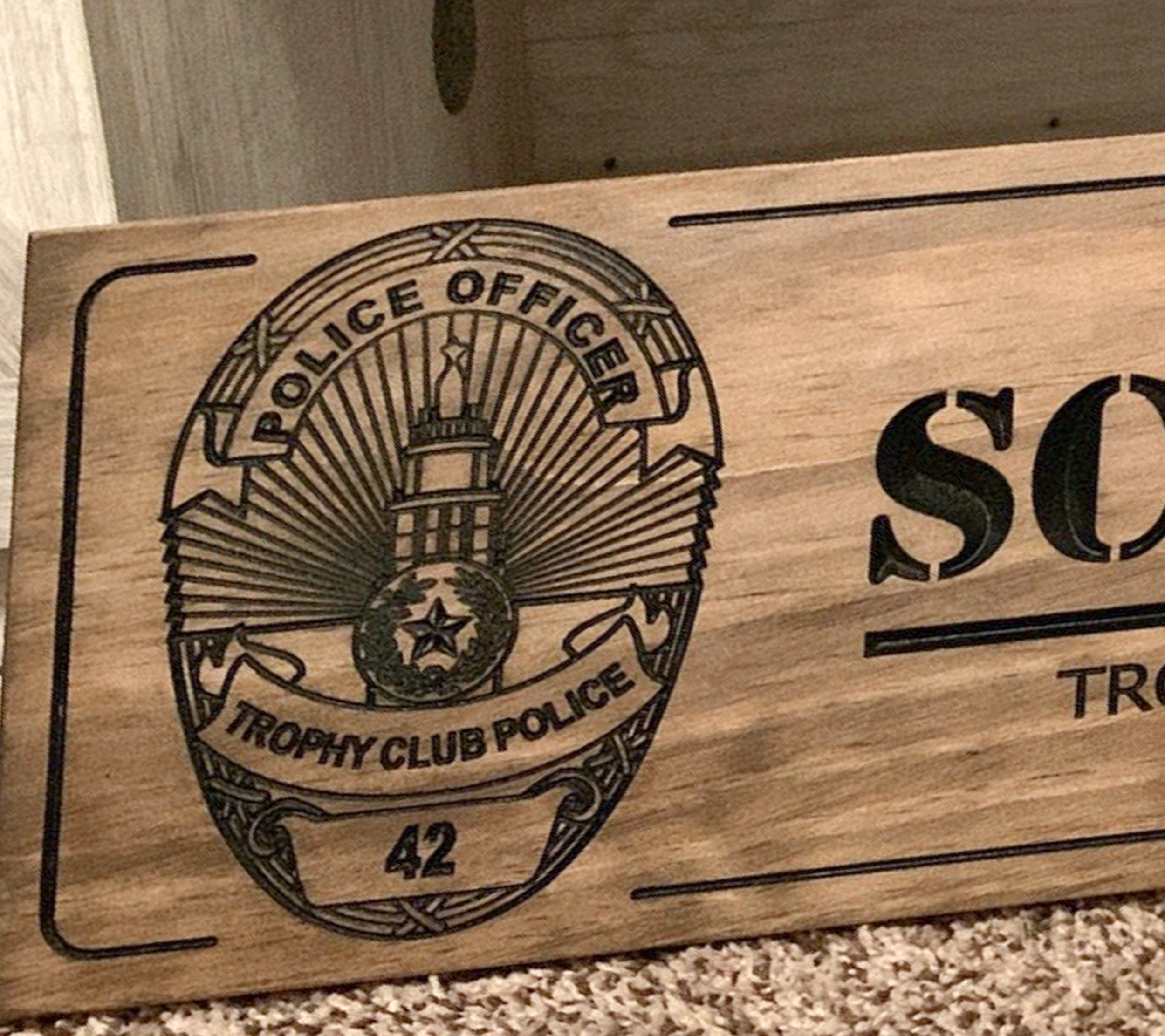 custom wooden sign, personalized wood sign, police department plaque ...