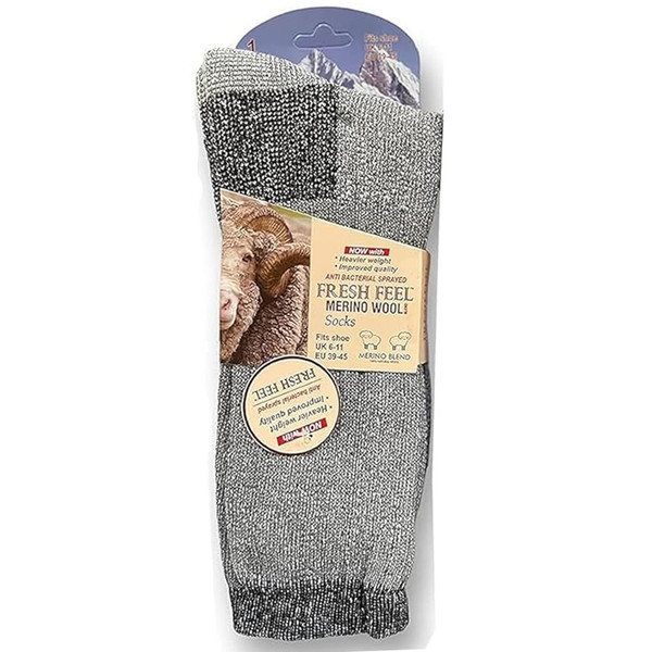 Fresh Feel Merino Wool Sock 6-11 Light Grey