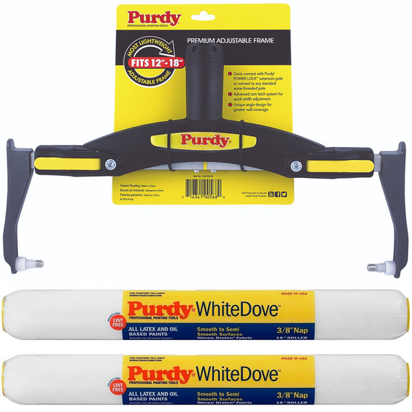 Purdy Adjustable Paint Roller Frame & 2 x18" White Dove Sleeve