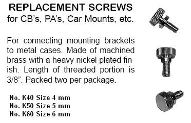 Philmore No K50 Replacement Screws For CB/Ham/Car Mounts /5mm
