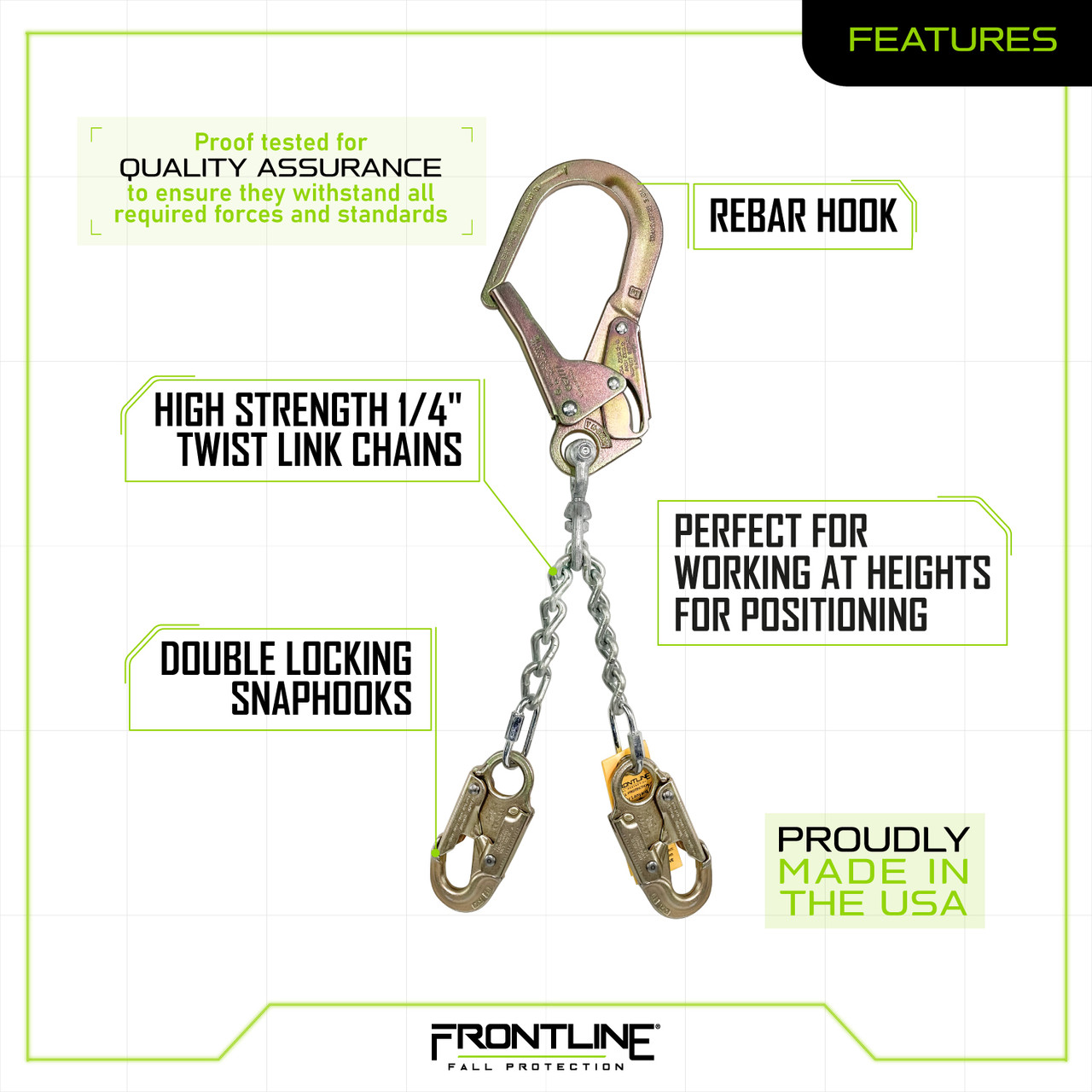 Frontline PSSW2R-US Patriot™ Positioning Chain with Swiveling Hook ...