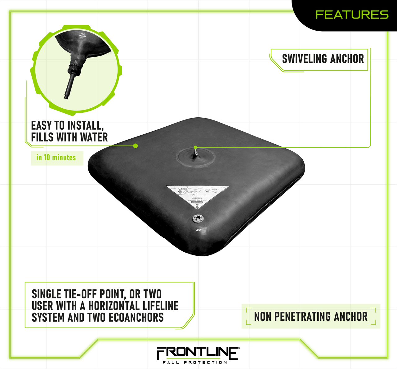 Frontline EcoAnchor Counterweight Fall Arrest Anchor System - Frontline